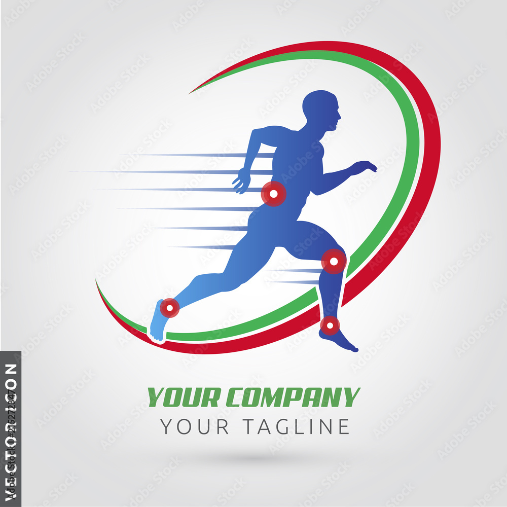 Active man, running silhouette, joint pain symbols, Logo/Icon Stock ...