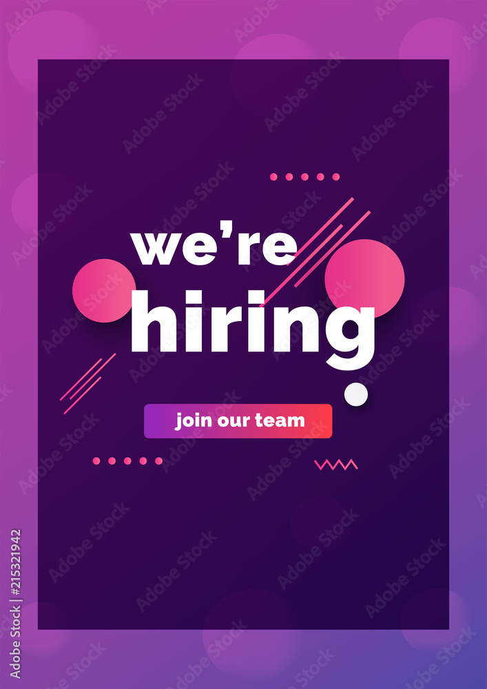Creative template or flyer design. We Are Hiring, Join Our Team, poster ...