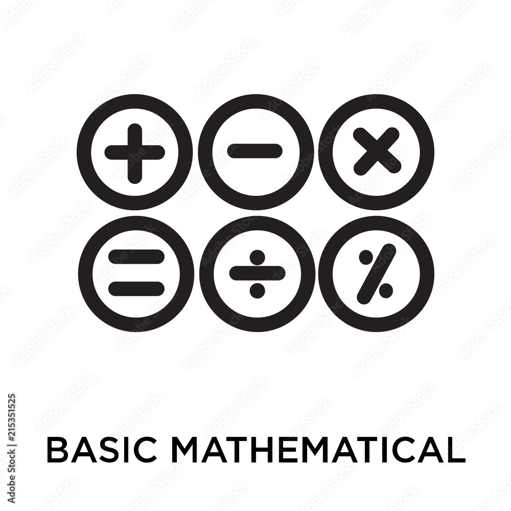 Basic mathematical symbols icon vector sign and symbol isolated on ...
