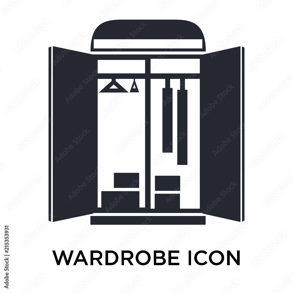 Wardrobe icon vector sign and symbol isolated on white background ...