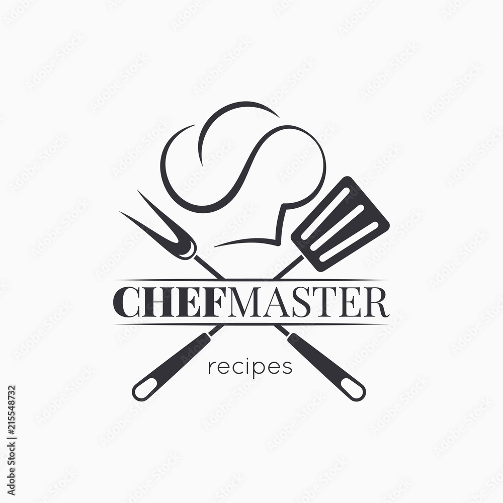 chef master logo with chef hat on white background Stock Vector | Adobe ...