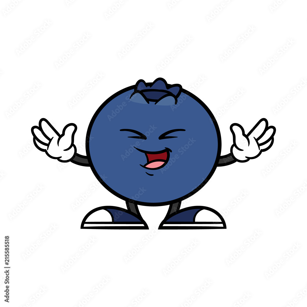 Cartoon Laughing Blueberry Character Stock Vector | Adobe Stock