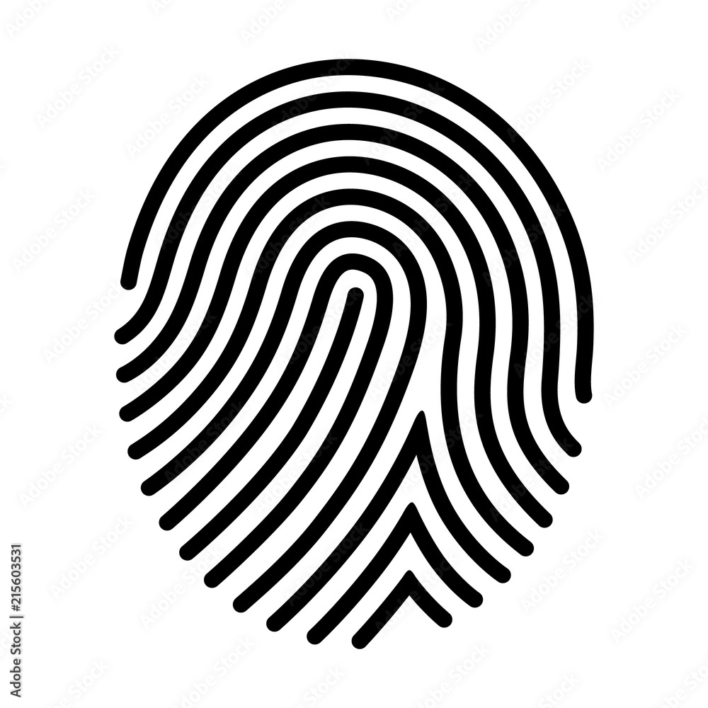 Human fingerprint / finger print or biometric scan line art vector icon ...