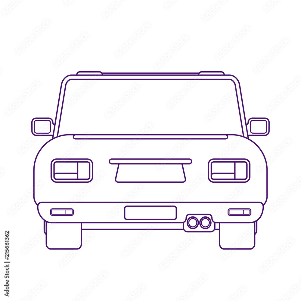 Car back view. Vector outline illustation isolated on white. Coloring ...