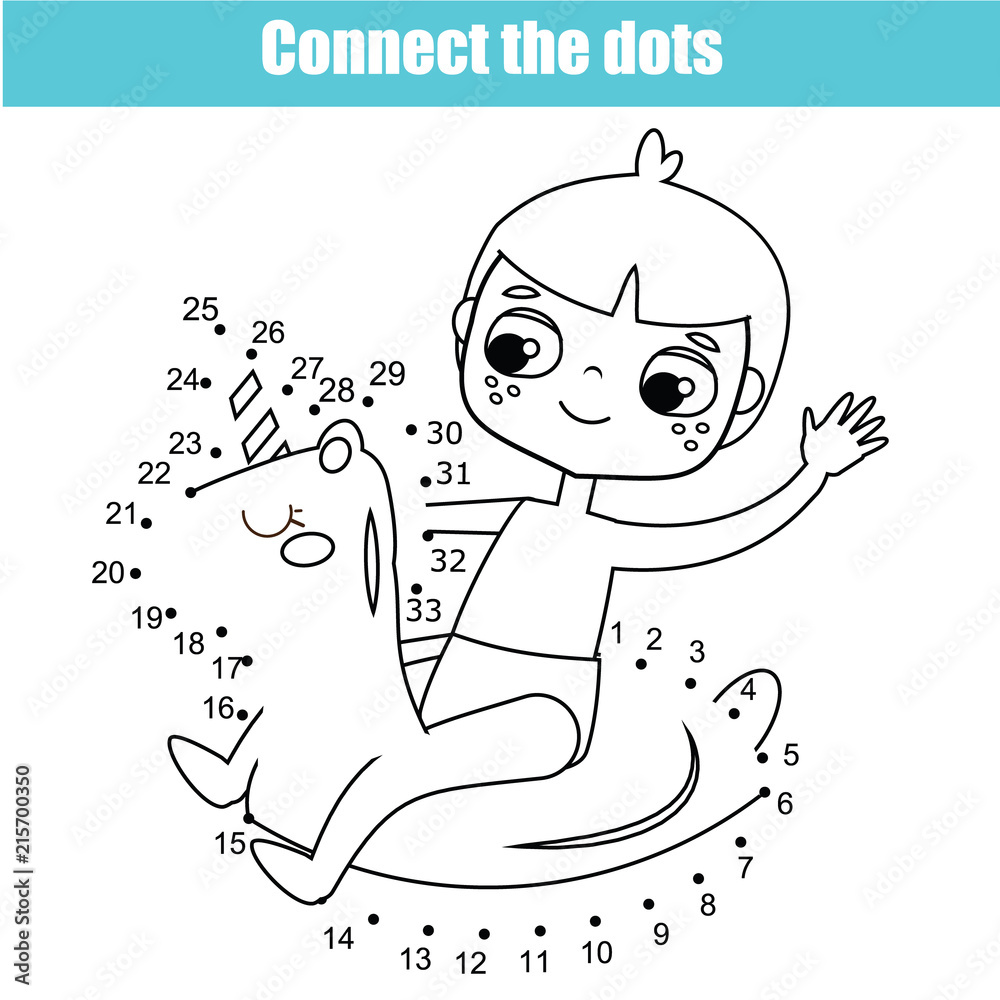 Connect the dots by numbers children educational game. Summer holidays ...