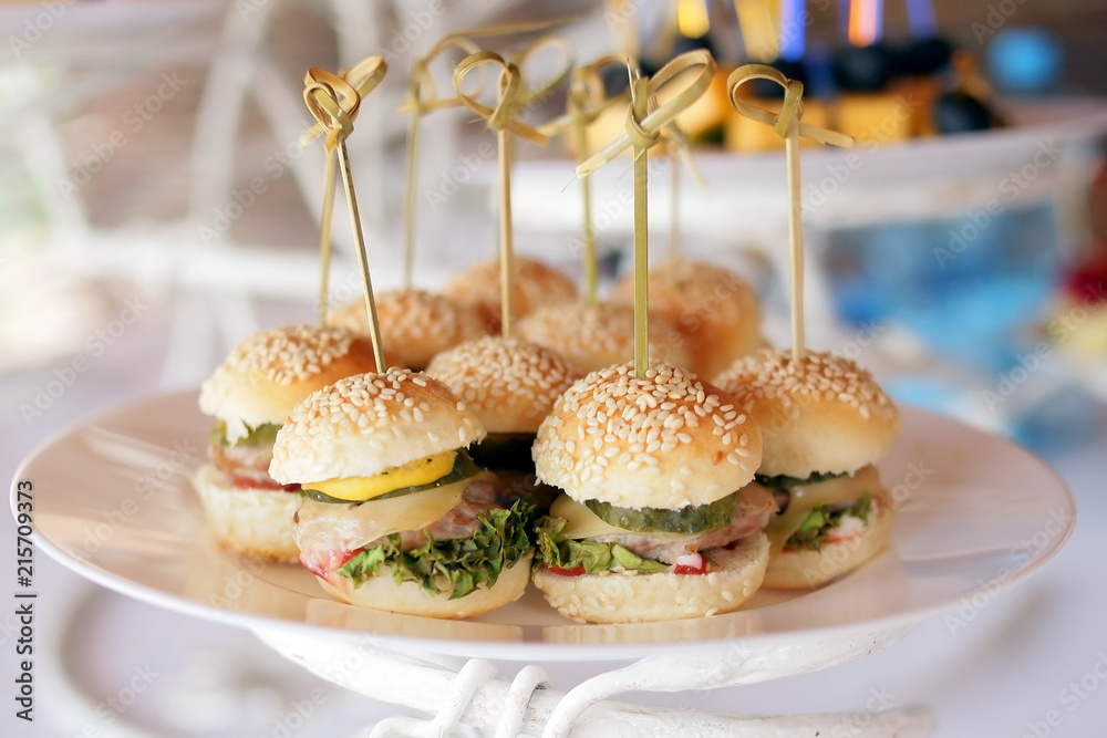 mini hamburger canapes Stock Photo | Adobe Stock