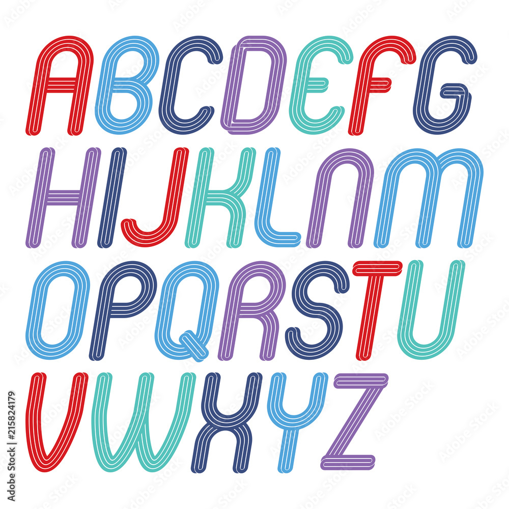 Vector funky cursive capital alphabet letters collection with parallel ...
