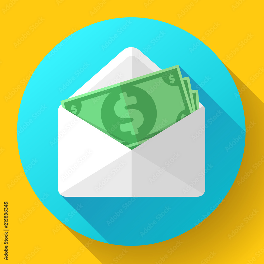 Salary in envelope. Salary increase, money payroll, compensation income ...