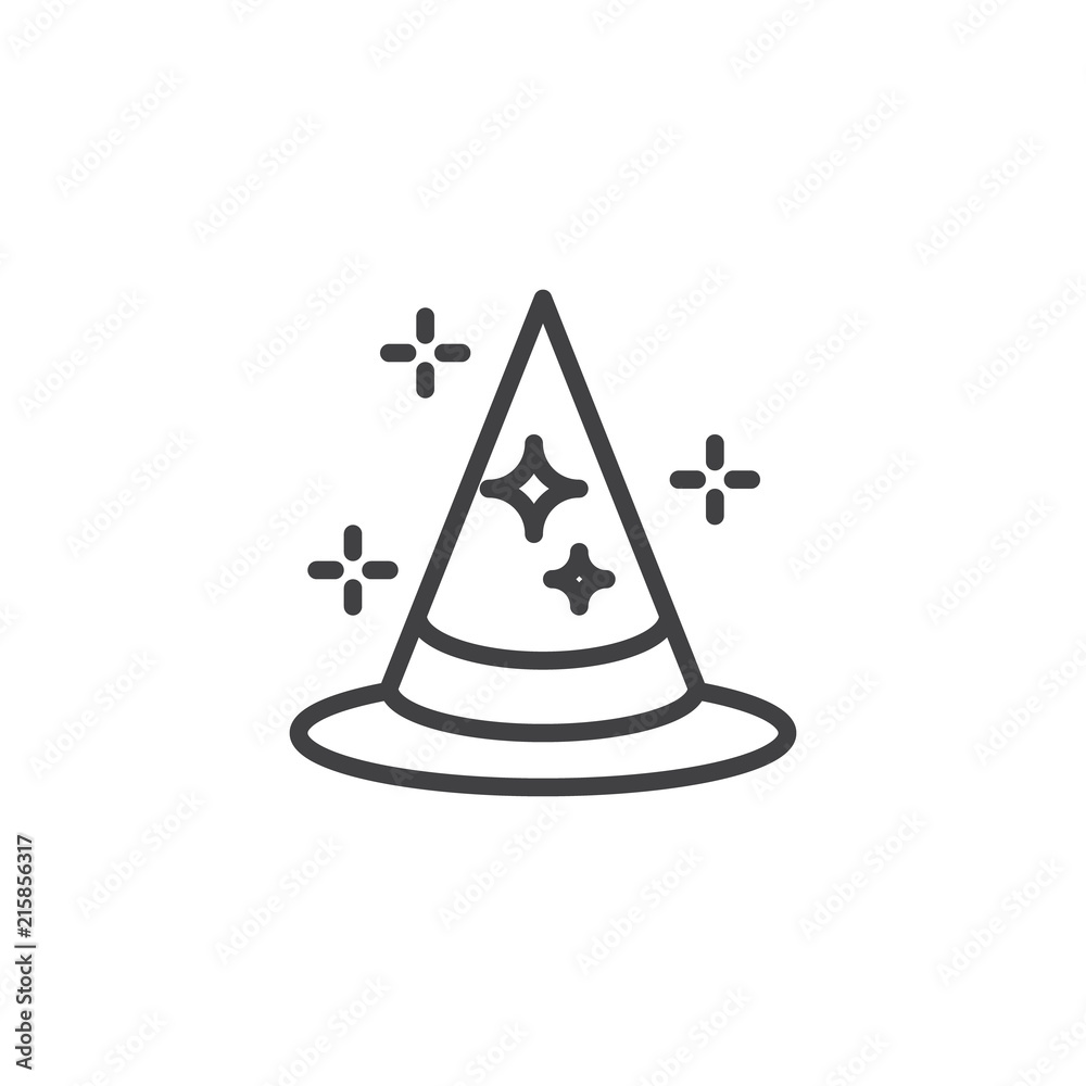 Wizard hat outline icon. linear style sign for mobile concept and web ...