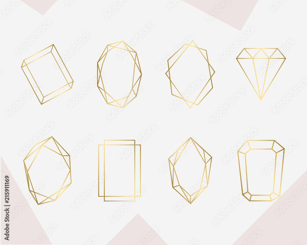 Luxury gold geometric frame collection. Design for wedding card ...