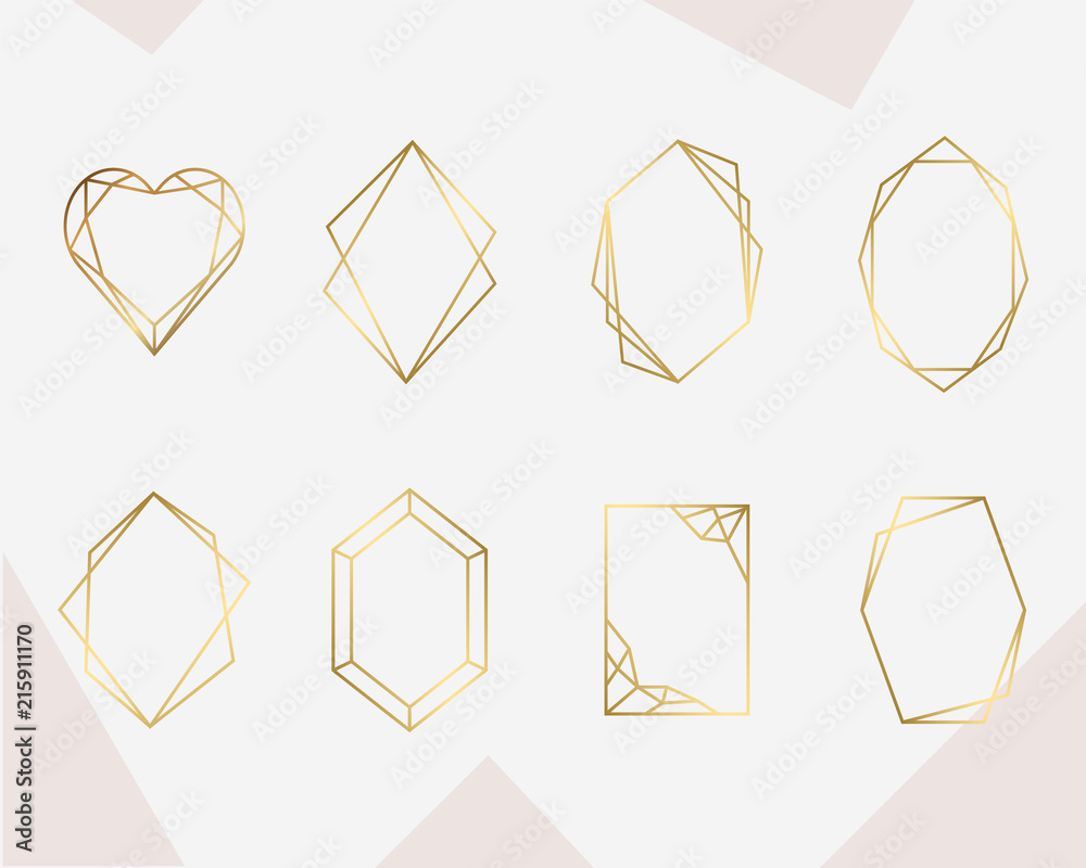 Luxury gold geometric frame collection. Design for wedding card ...