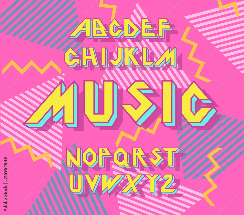 Alphabet 90 s retro font. Stock Vector | Adobe Stock