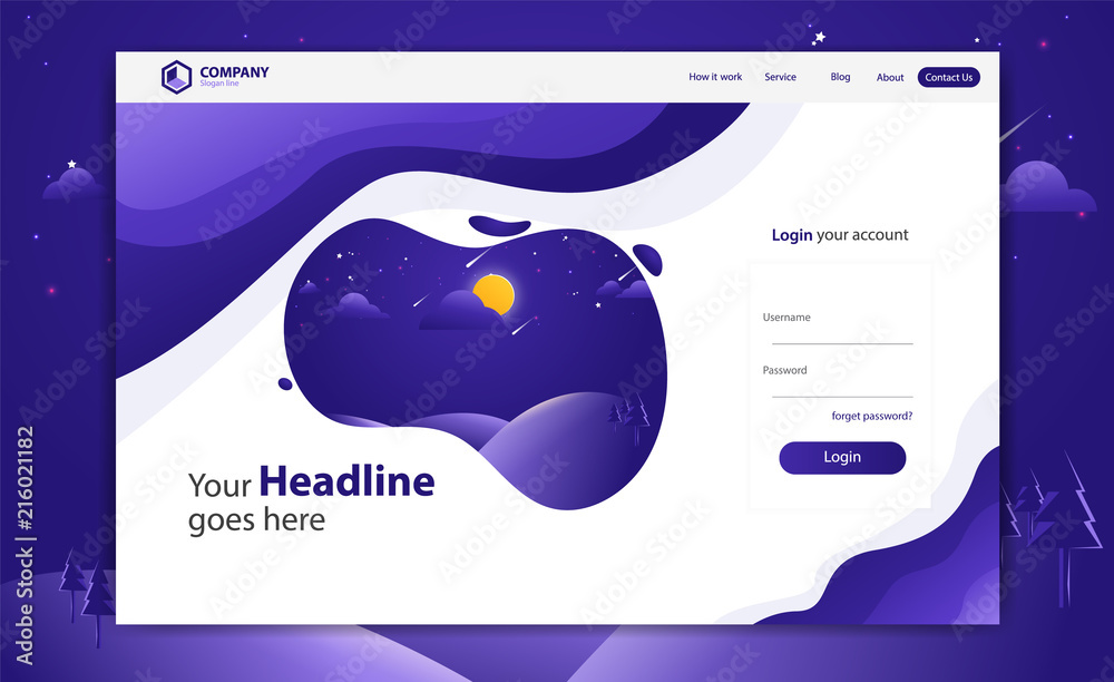 Login Form Landing Page Website Vector Template Design Stock Vector ...