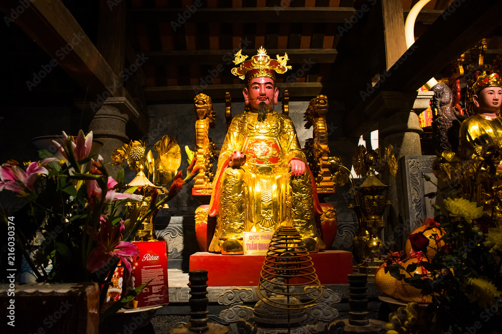 Buddhist altar of the Thai Vi Temple near Trang An Landscape Complex in ...
