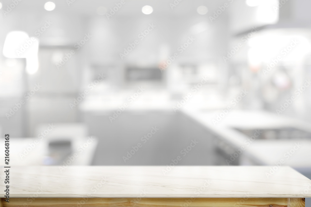 Marble top table and kitchen background. Stock Photo | Adobe Stock