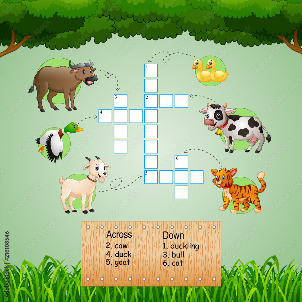 Animal crossword puzzles for kids games Stock Vector | Adobe Stock
