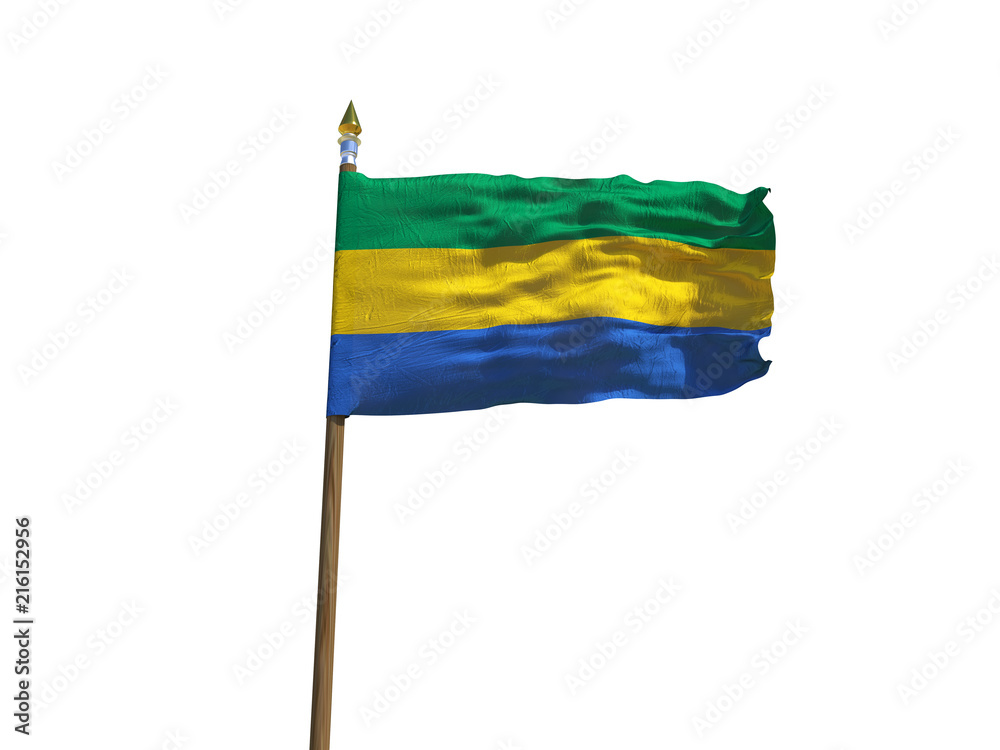 Gabon flag Isolated Silk waving flag of Gabonese Republic made ...