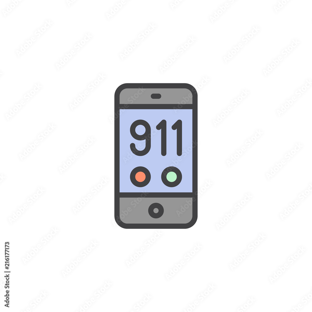 911 emergency call filled outline icon, line vector sign, linear ...