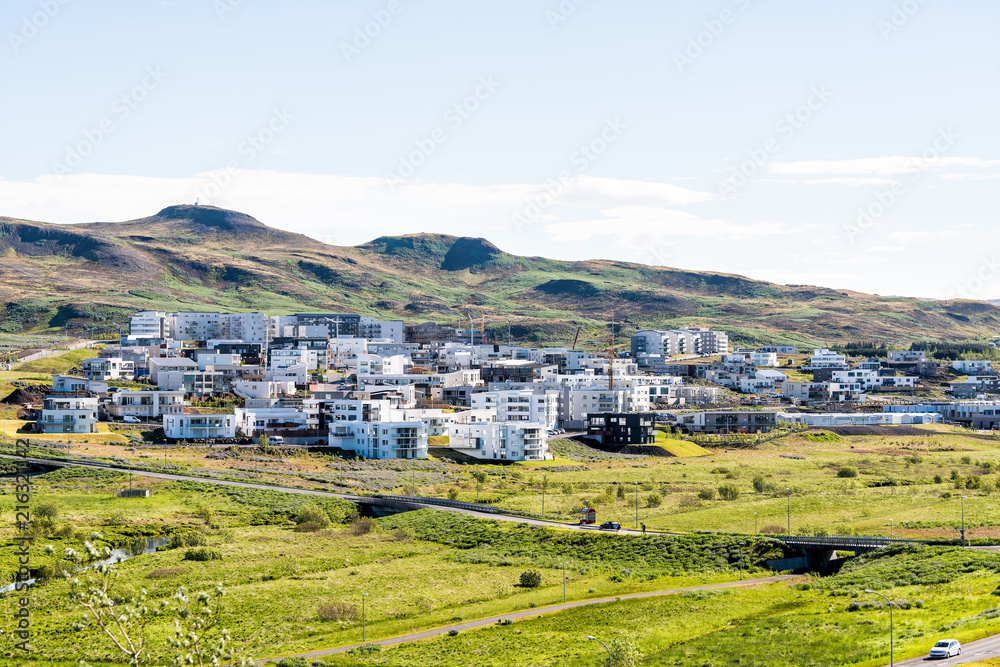 Cityscape or skyline of modern suburbs residential neighborhood ...