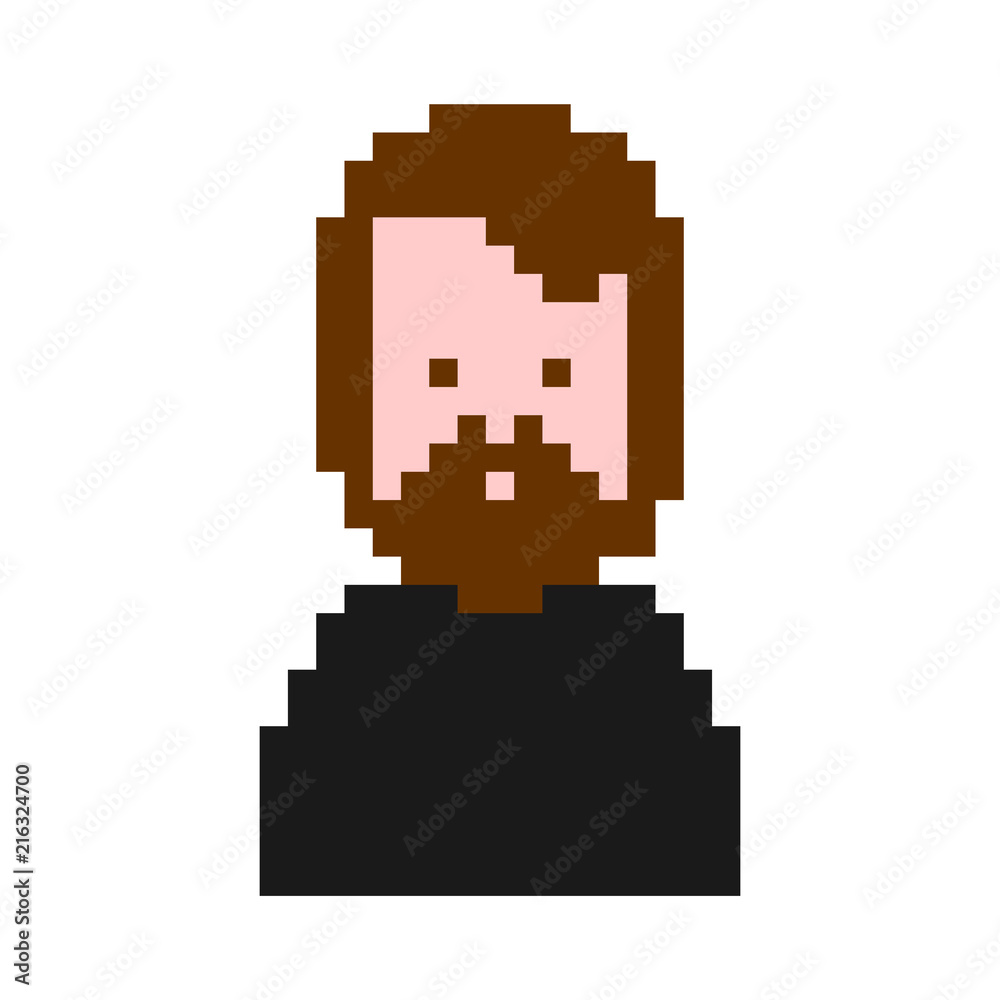 Vector de Stock Hipster pixel art. Male 8 bit. Man Digital vector ...