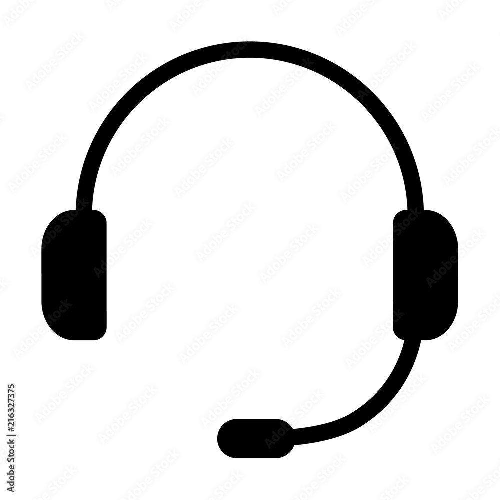 Customer service or customer support headset or headphones flat vector ...