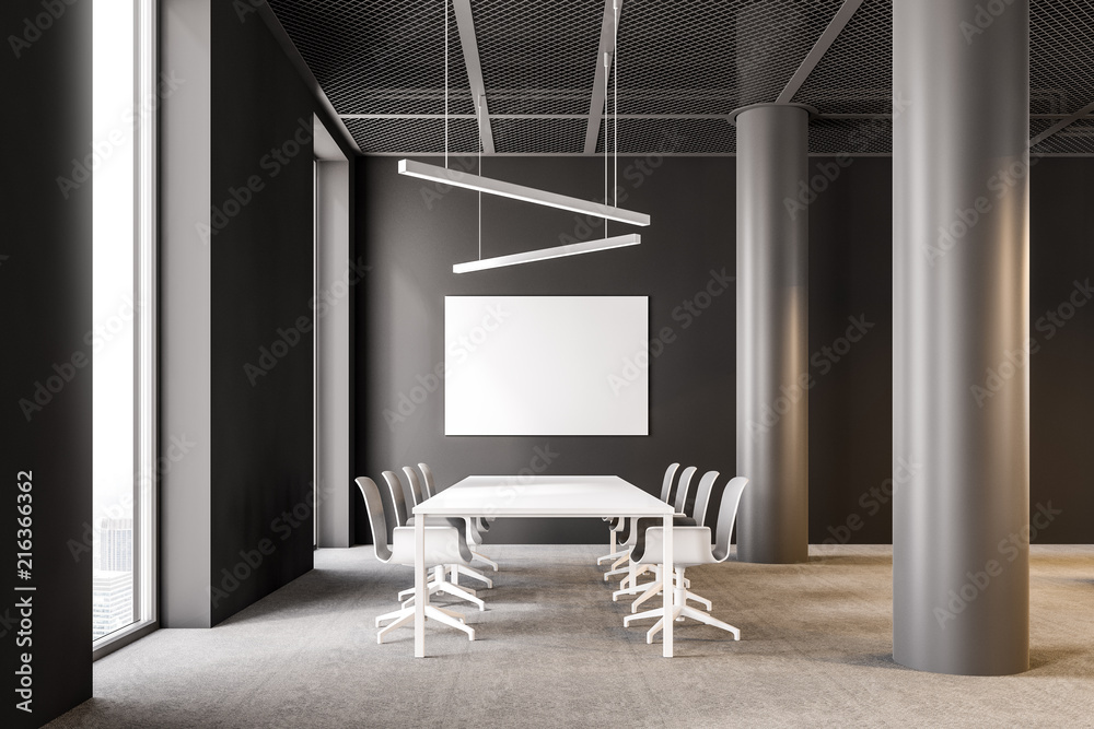 Silver columns meeting room interior, poster Stock Illustration | Adobe ...