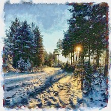 Winter Day Painting Free Stock Photo - Public Domain Pictures