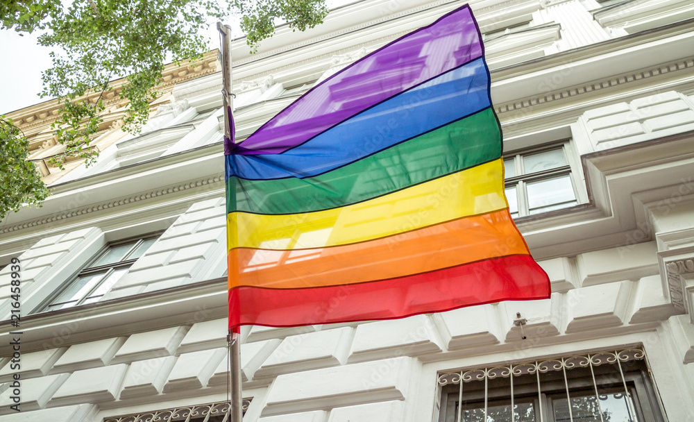 Pride flag on pole Stock Photo | Adobe Stock