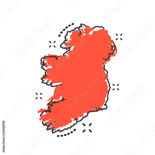 Vector cartoon Ireland map icon in comic style. Ireland sign ...