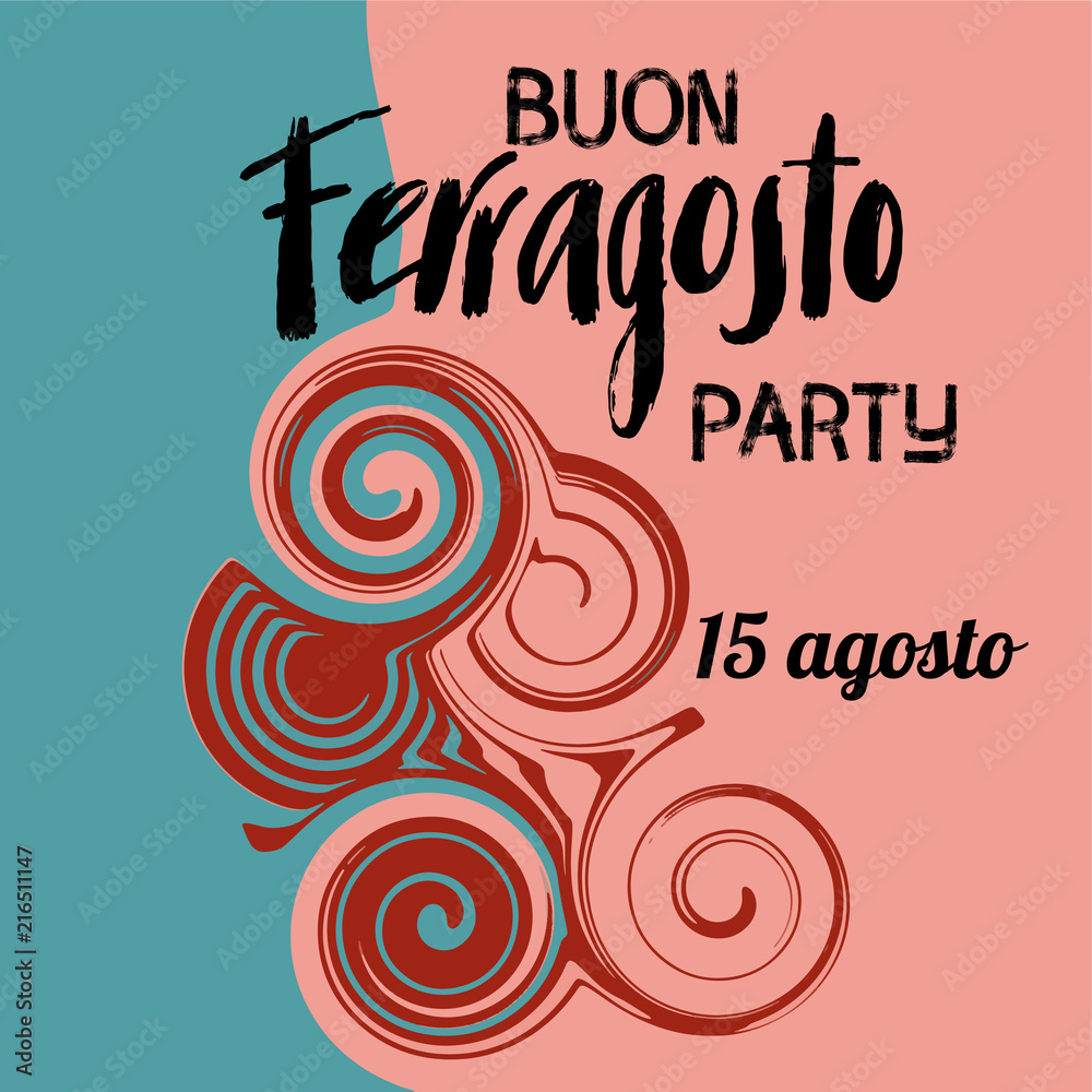 Buon ferragosto italian summer festival hand lettering. Translation ...