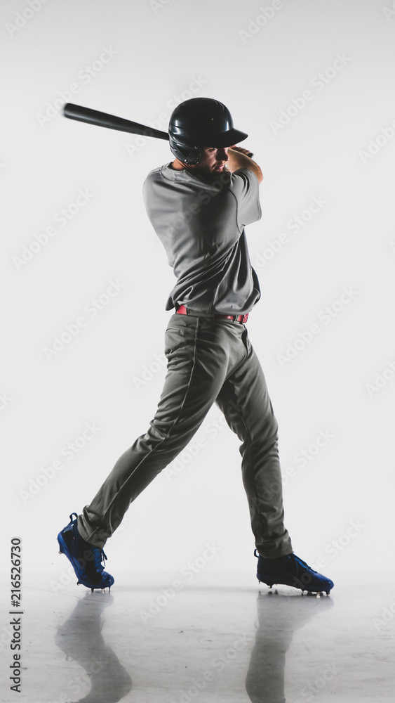 Caucasian professional baseball player batter wearing generic uniform ...