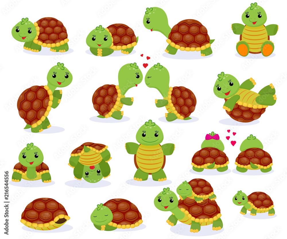 Turtle vector cartoon seaturtle character swimming in sea and sleeping ...