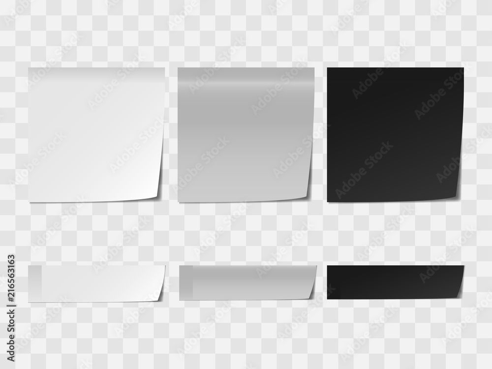 Vector realistic white and black memo sticker mock up isolated on ...