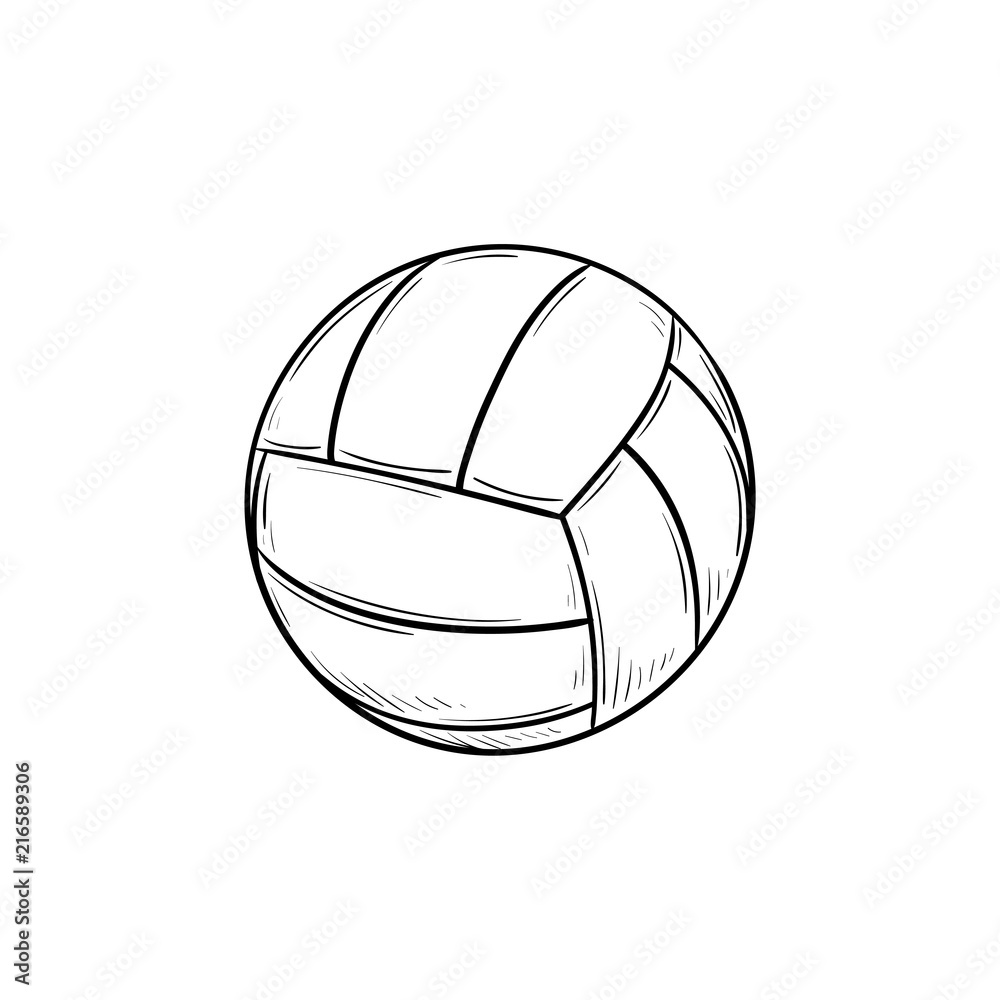 Ball for playing volleyball hand drawn outline doodle icon. Valleyball ...