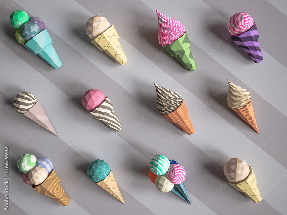 Ice cream from cardboard on papper backgrouфnd. Cartoon food product ...