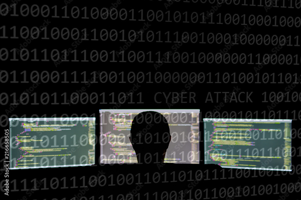 Russian hacker or cracker in dark. Hack a security system to steal or ...