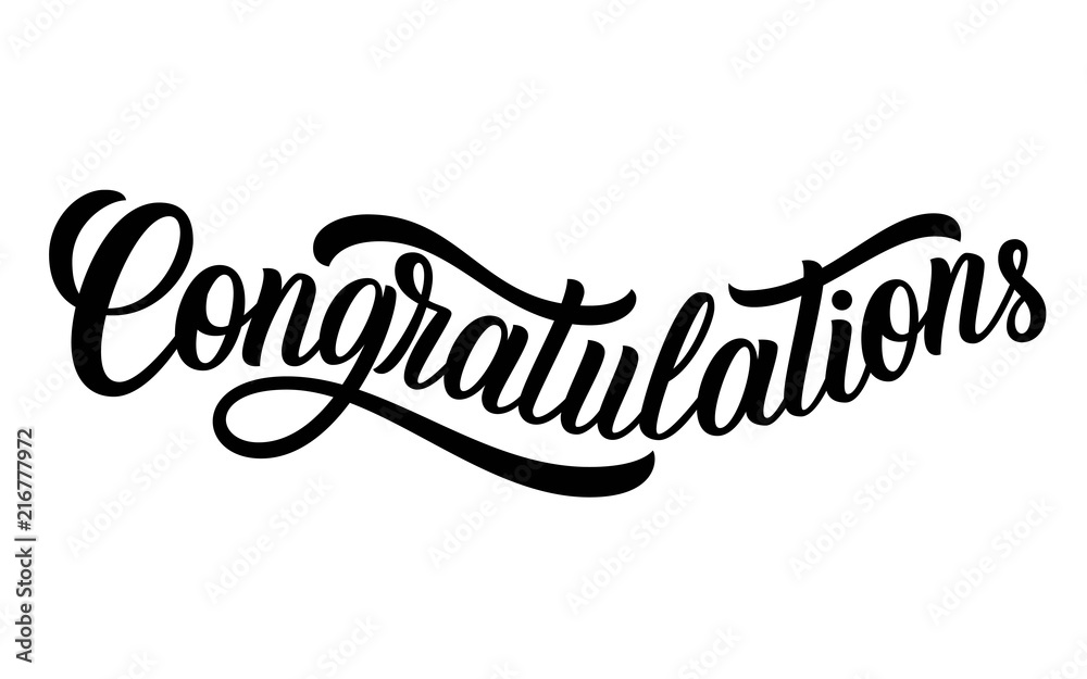 Congratulations hand lettering, brush calligraphy, isolated on white ...