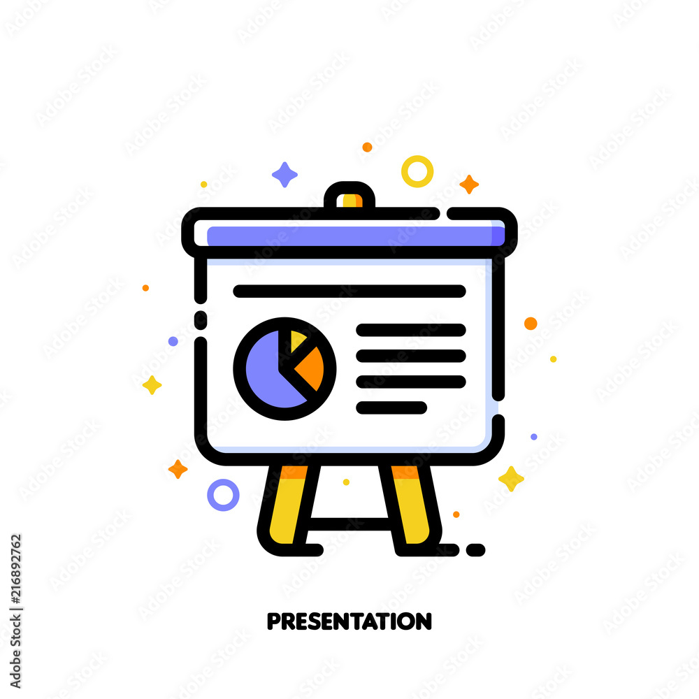 Icon of presentation with business analytics for office work concept ...