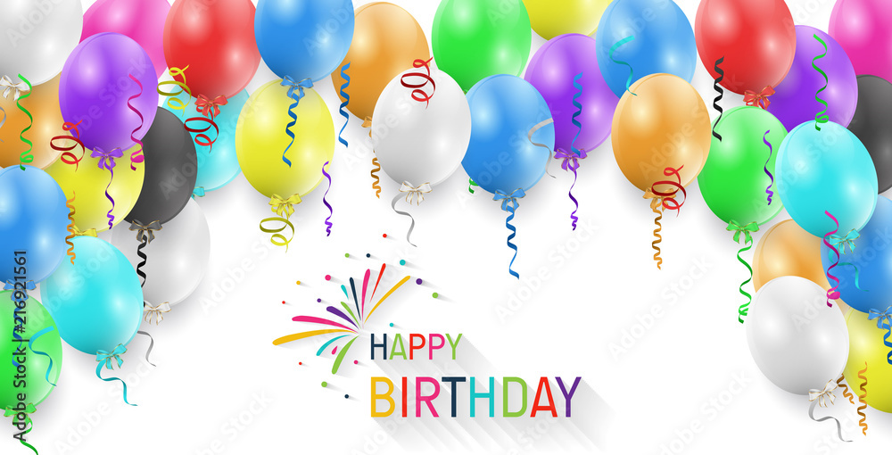Happy Birthday balloons template. Colorful balloons vector graphic ...