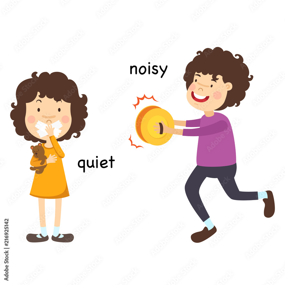 Opposite quiet and noisy vector illustration Stock Vector | Adobe Stock