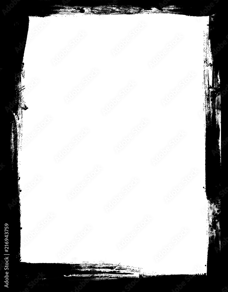 Grunge border frame with dark black painted brush strokes Stock ...