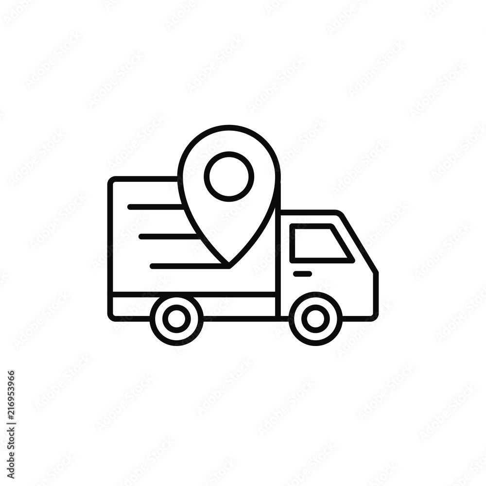 delivery truck pin location icon. shipment position tracking ...