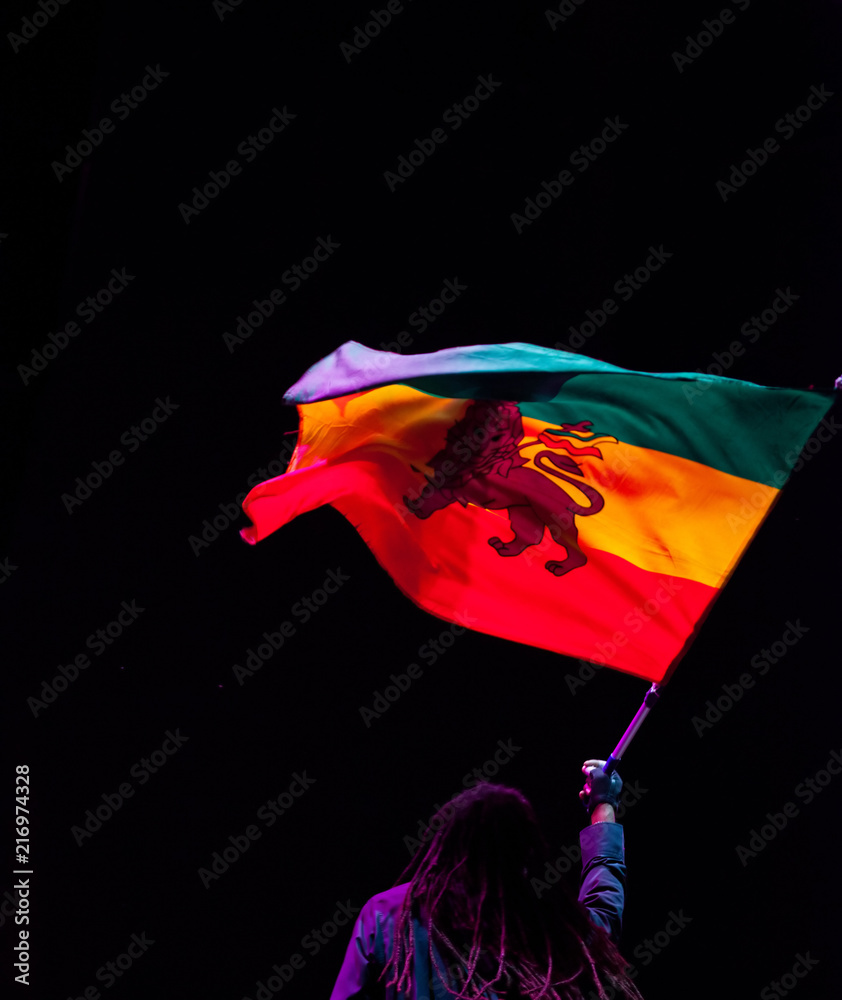 black man waving jamaica flag Stock Photo | Adobe Stock