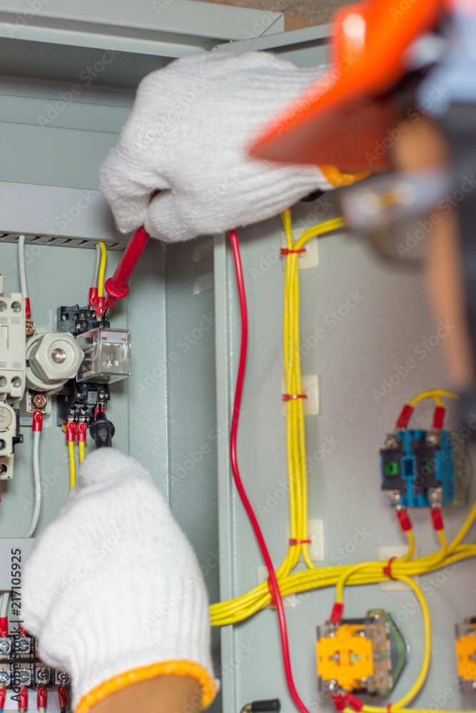 Electrical terminal box. Control panel with magnetic contactor and ...