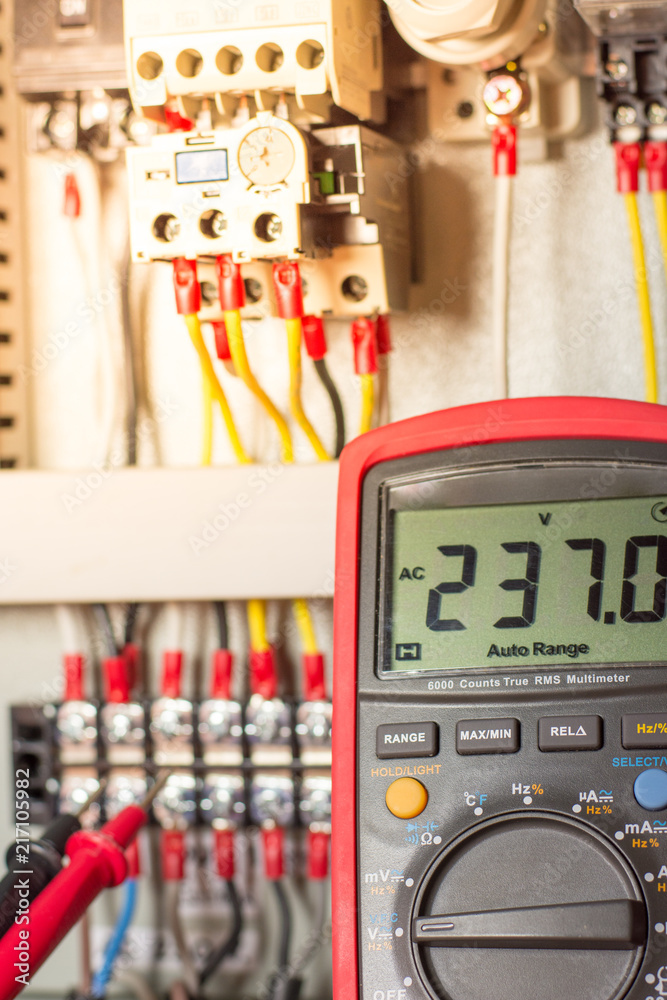 Electrical terminal box. Control panel with magnetic contactor and ...