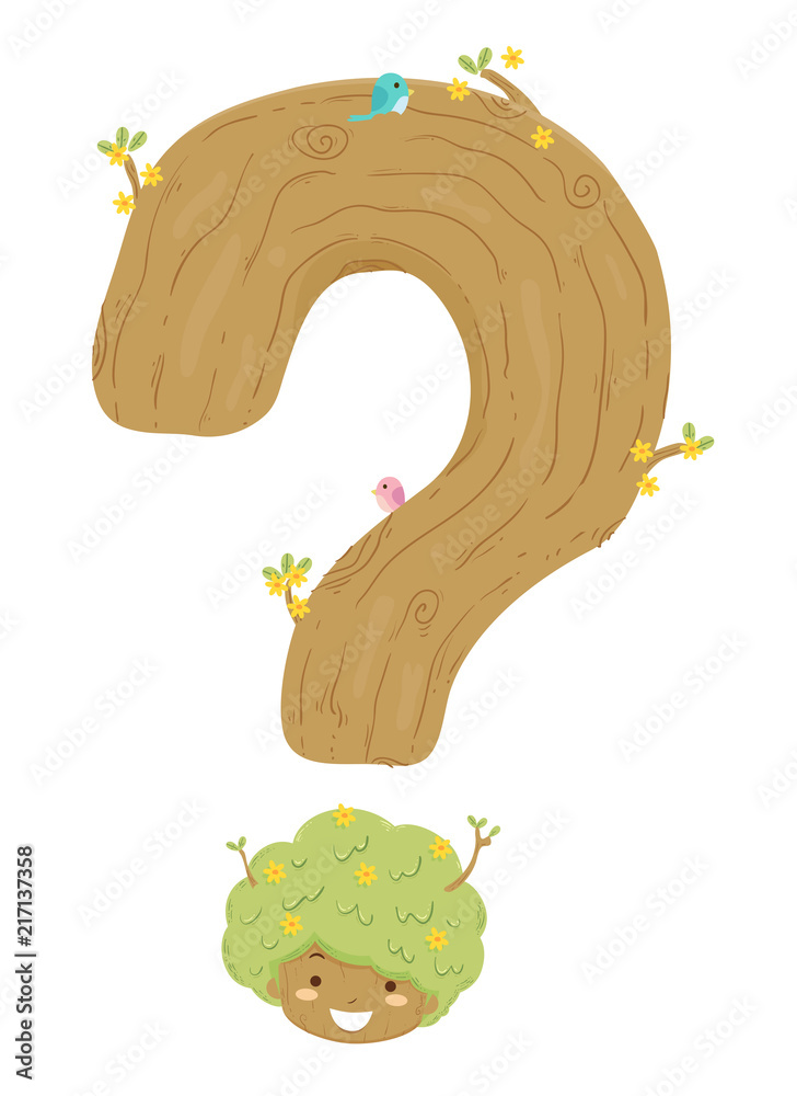 Kid Girl Tree Question Mark Illustration Stock Vector | Adobe Stock