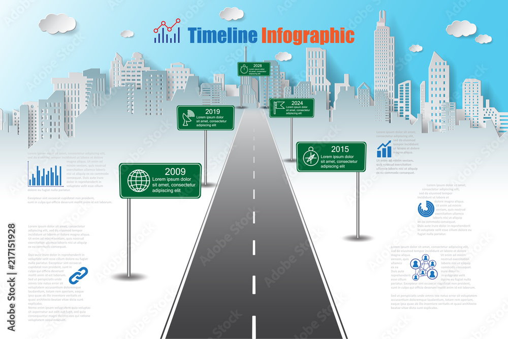 Business road map timeline infographic city designed for abstract ...