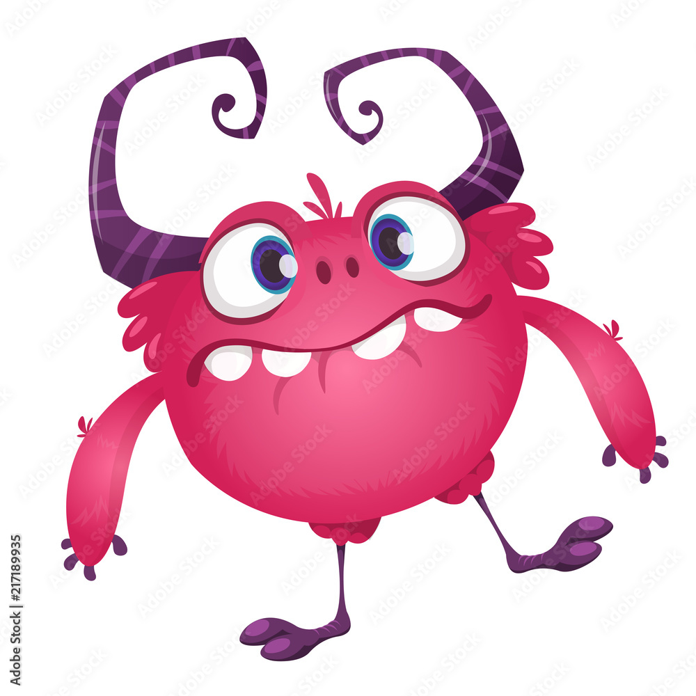Funny cartoon monster on tiny legs. Vector Halloween monster character ...