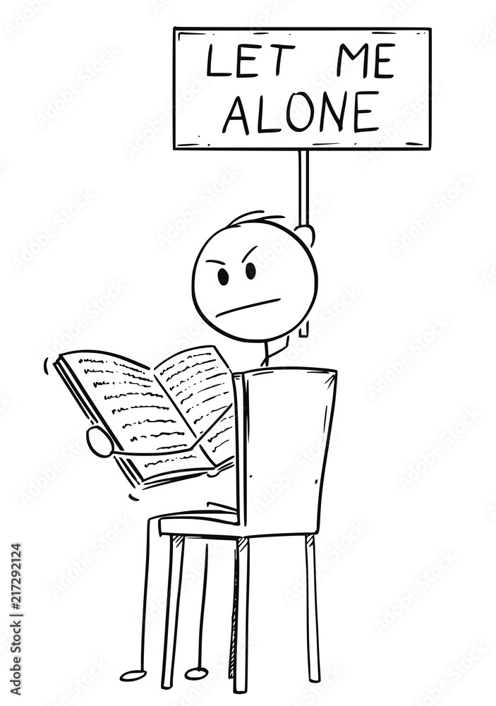 Cartoon stick drawing conceptual illustration of annoyed man sitting on ...