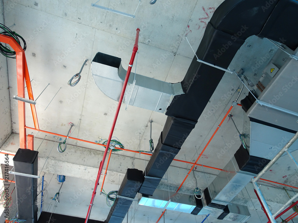 Installation of airconditioner ducting and chiller pipes system and ...